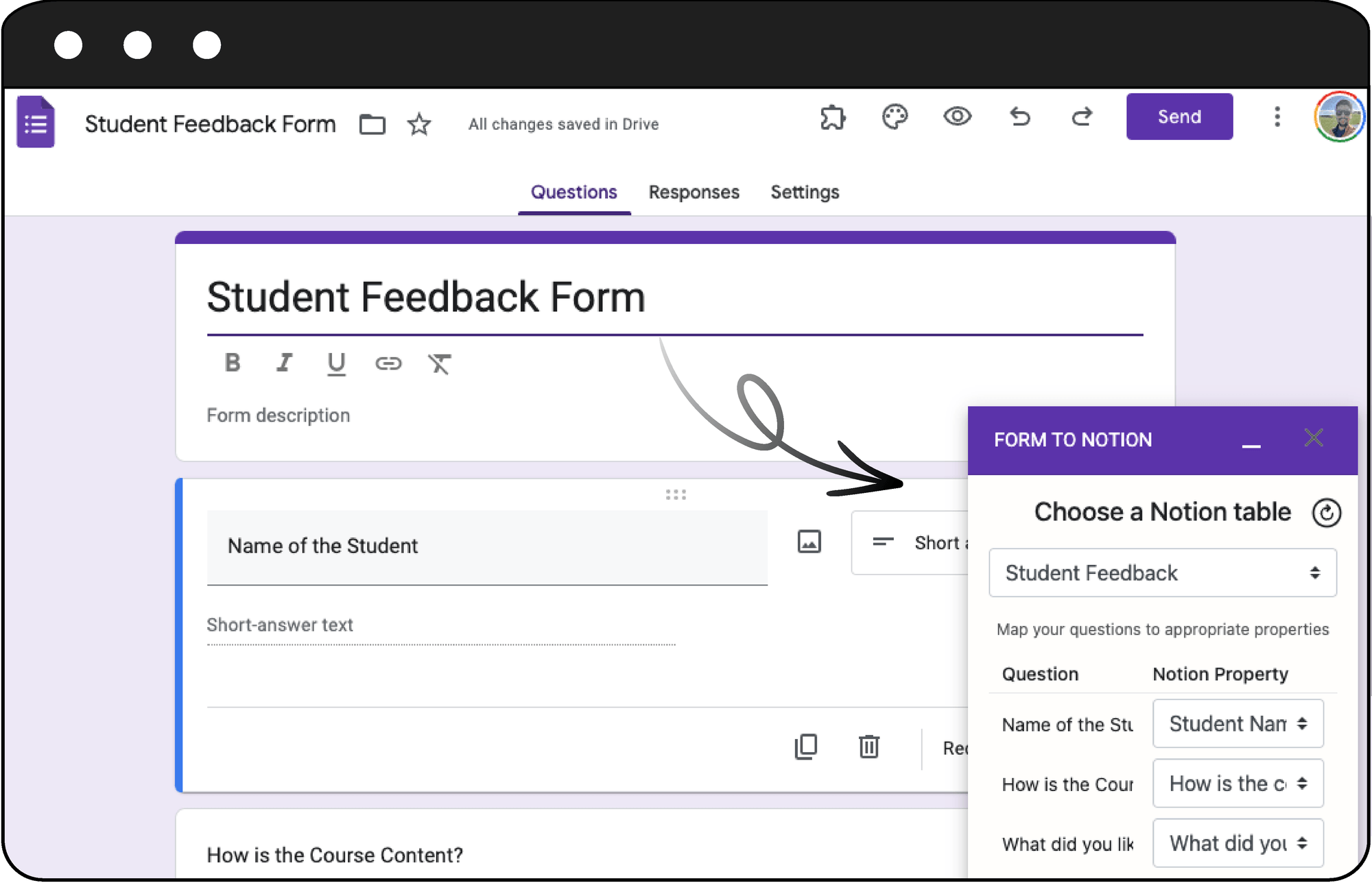 Connect Google Forms to Notion Table